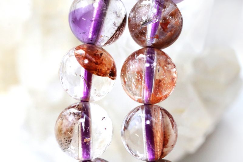 ブレス リモナイトインアメジストファントム 丸 約8mm ブラジル産 成功 癒し 安定性 天然石 天然石卸売 ストーンクラブ 問屋・仕入れ・卸・卸売の専門【仕入れならNETSEA】