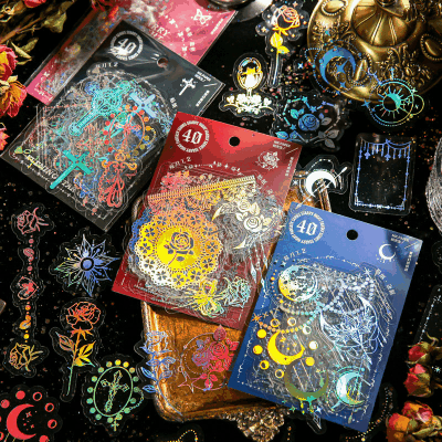 PVCシール バタフライ ステッカー 幾何学 チェーン スター ムーン ウィンドレーザー バラ クロス 40枚入 BTD&ENGI 株式会社 問屋・仕入れ・卸・卸売の専門【仕入れならNETSEA】