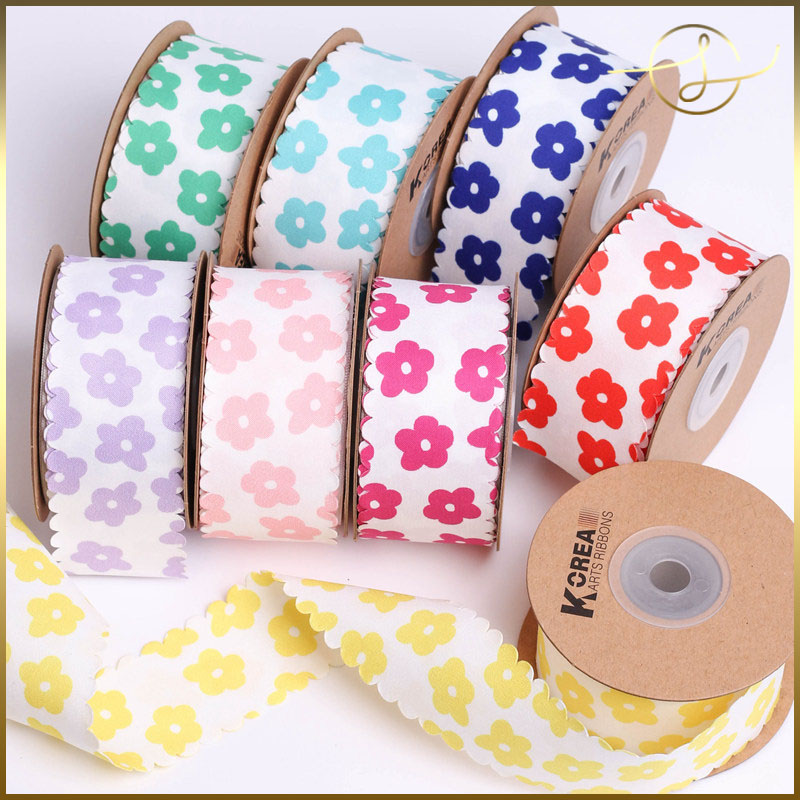 【8色】リボンテープ お花 カラフル 波縁 ラッピング プレゼント ギフト 布小物 服飾 花束包装 手芸材料 Charm Link(チャーム ...