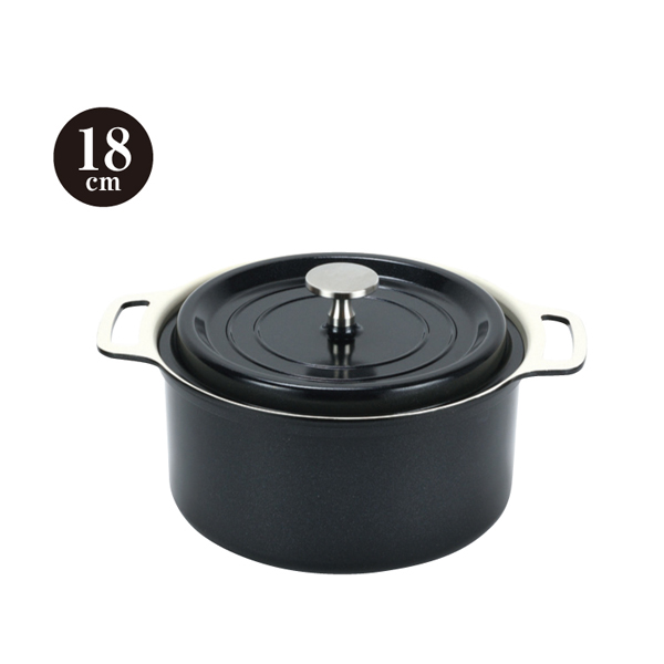無水調理ができるセラミック加工IH対応両手鍋18cm ブラック | 卸売・ 問屋・仕入れの専門サイト【NETSEA】