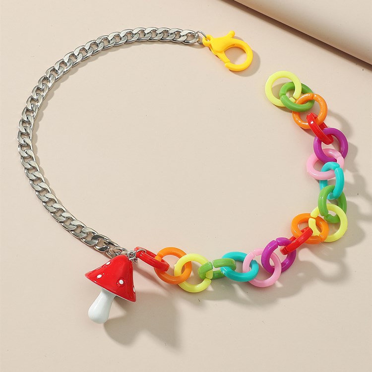 レインボーネックレス きのこのペンダントネックレス ヒップホップ パンク カラフルなネックレス MUGI 優品 問屋・仕入れ・卸・卸売の専門【仕入れならNETSEA】