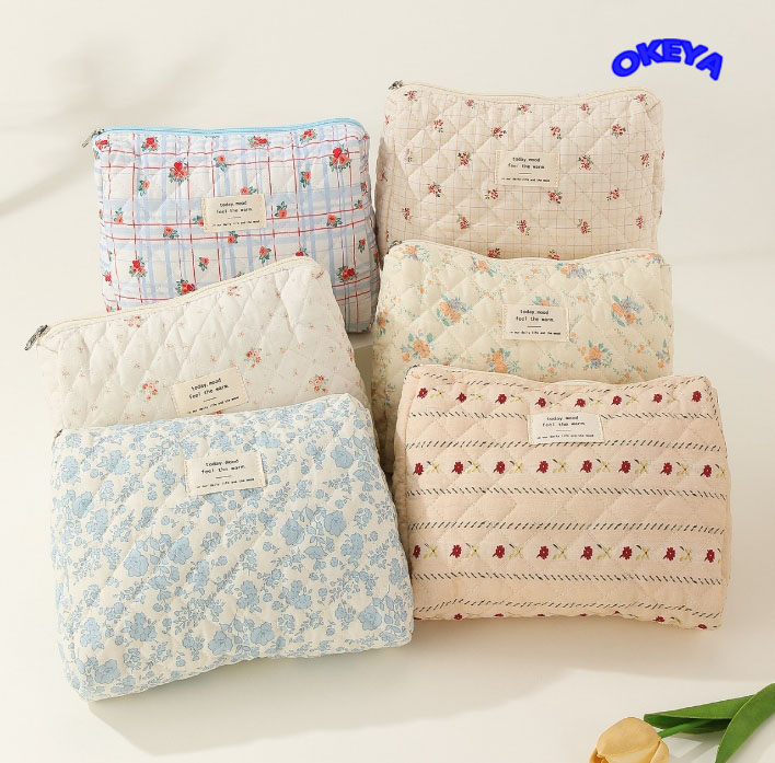 レディースバッグ 化粧ポーチ 収納バッグ 韓国風 巾着袋 ミニバッグ 花柄 コットン製 26*7*18cm 個人事業主 OKEYA 問屋・仕入れ・卸・卸売の専門【仕入れならNETSEA】