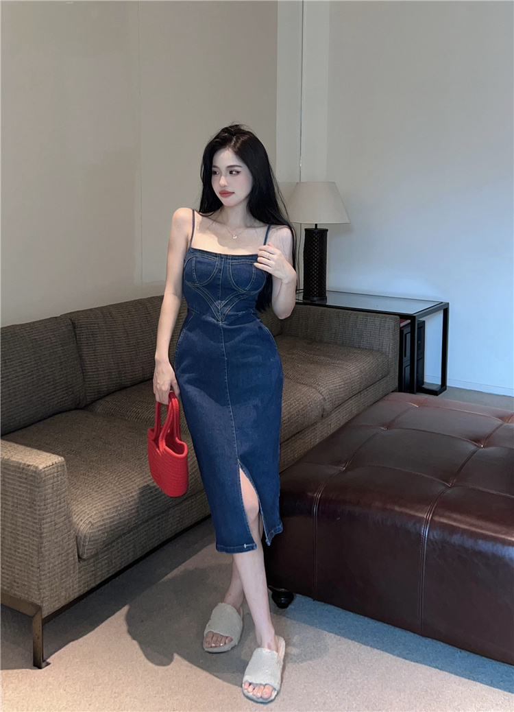 第一印象：素晴らしい デニムワンピース キャミワンピース 夏 気質 ハイウエスト 受け取って腰 セクシー 株式会社 SevenLy 問屋・仕入れ・卸・卸売の専門【仕入れならNETSEA】