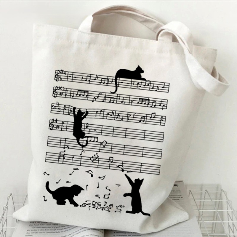 Musical Symbols Catかわいい猫プリントショルダーバッグ ハンドバッグ キャンバスバッグ MUGI 優品 | 卸売・ 問屋・仕入れの専門サイト【NETSEA】