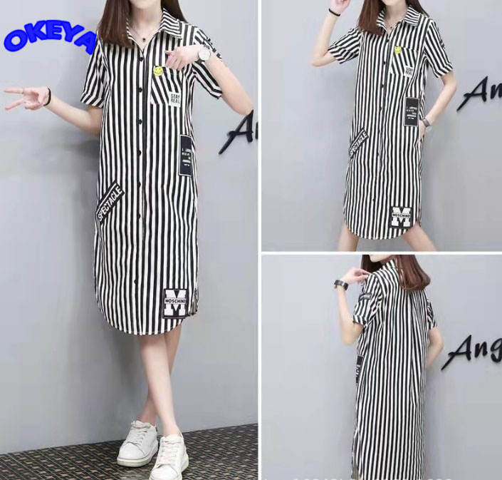 レディース服 ワンピース シャツワンピース 半袖 カジュアル ストライプ 2024年夏新作 S#-5XL# 個人事業主 OKEYA | 卸売・ 問屋・仕入れの専門サイト【NETSEA】