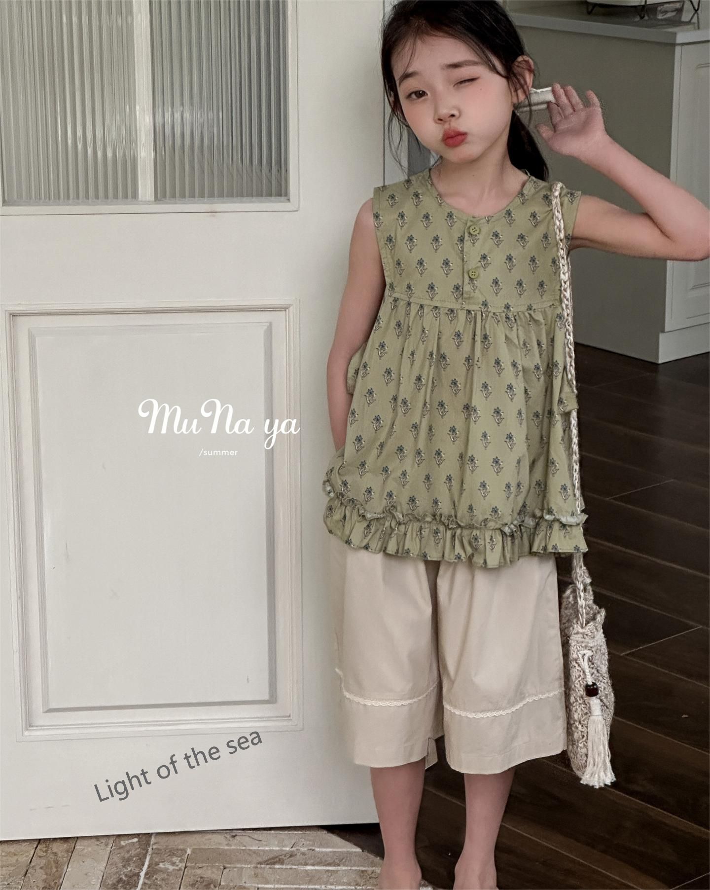 2024夏新作 ベビー服 韓国風子供服 女の子袖なし トップス+ ショートズボン 2点セット110cm--150cm 個人事業主 Light of the sea 問屋・仕入れ・卸・卸売の専門 ...