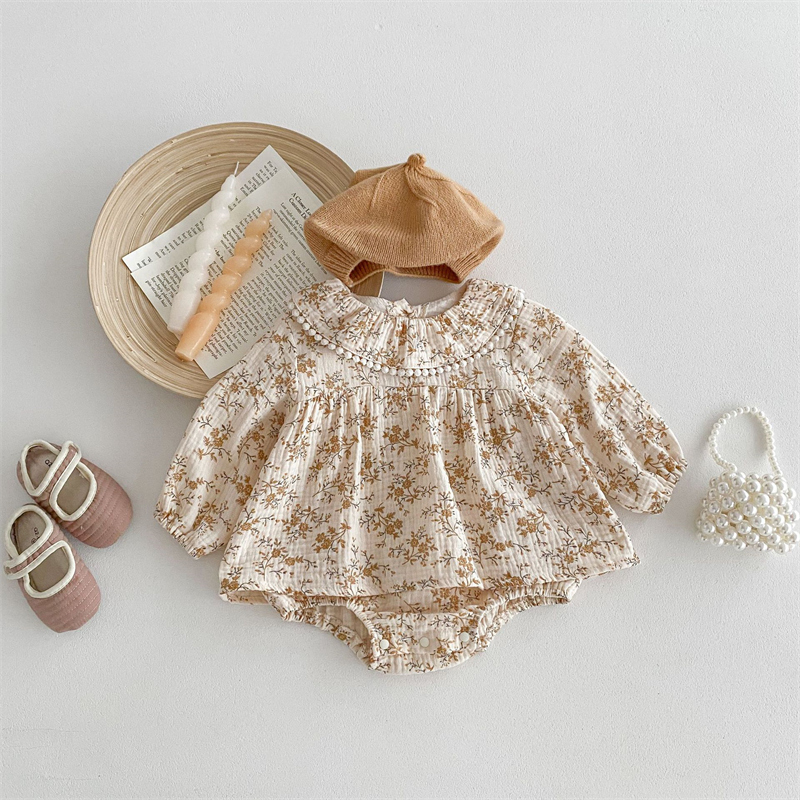 2025春新作 ベビー服 花柄 長袖 ロンパース パフスリーブ 女の子 可愛い 子供服 おしゃれ 柔らか ONE MORE | 卸売・ 問屋・仕入れの専門サイト【NETSEA】