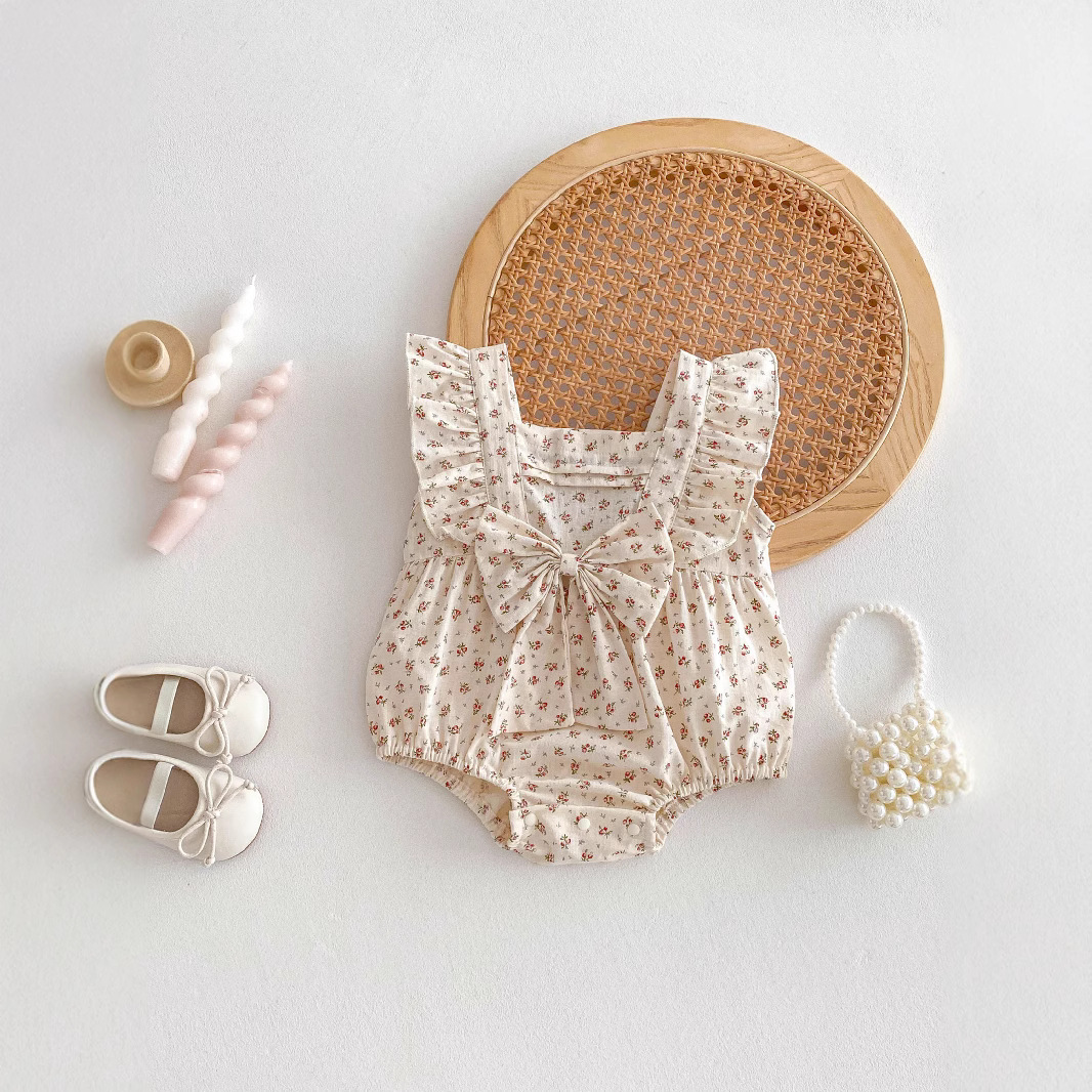 ★BaBy★ 66~100cm ベビーロンパース リボン フリルオールインワン 韓国ベビー服 | 卸売・ 問屋・仕入れの専門サイト【NETSEA】