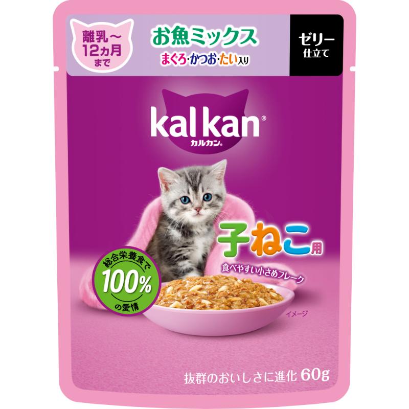 [マースジャパン]カルカンパウチ12ヵ月までの子ねこ用お魚ミックスまぐろ・かつお・たい入り60g | 卸売・ 問屋・仕入れの専門サイト【NETSEA】