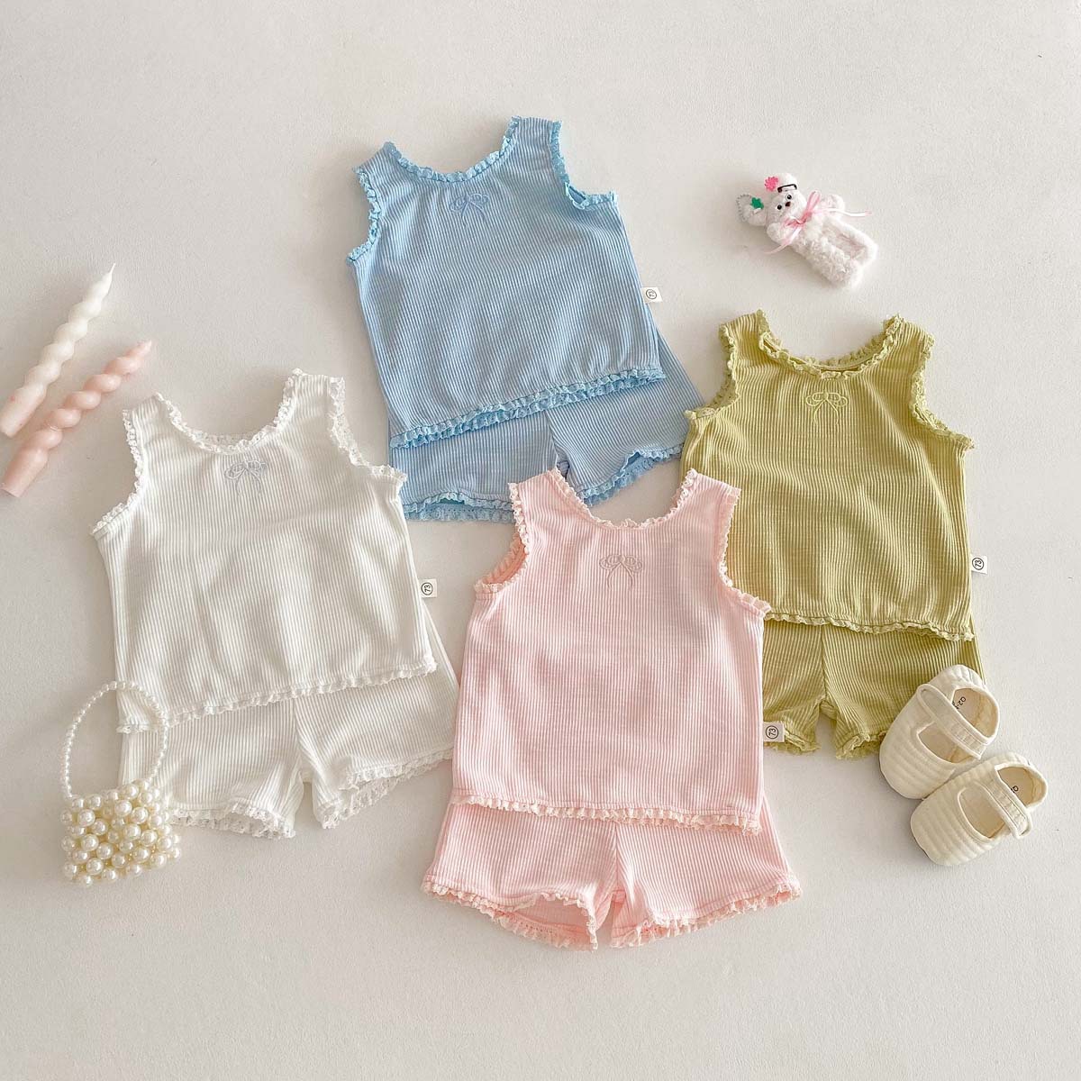 ★BaBy★ 73~100cm ベビーTシャツ＋パンツ リボン柄タンクT＋ショーツ 韓国ベビー服 | 卸売・ 問屋・仕入れの専門サイト【NETSEA】
