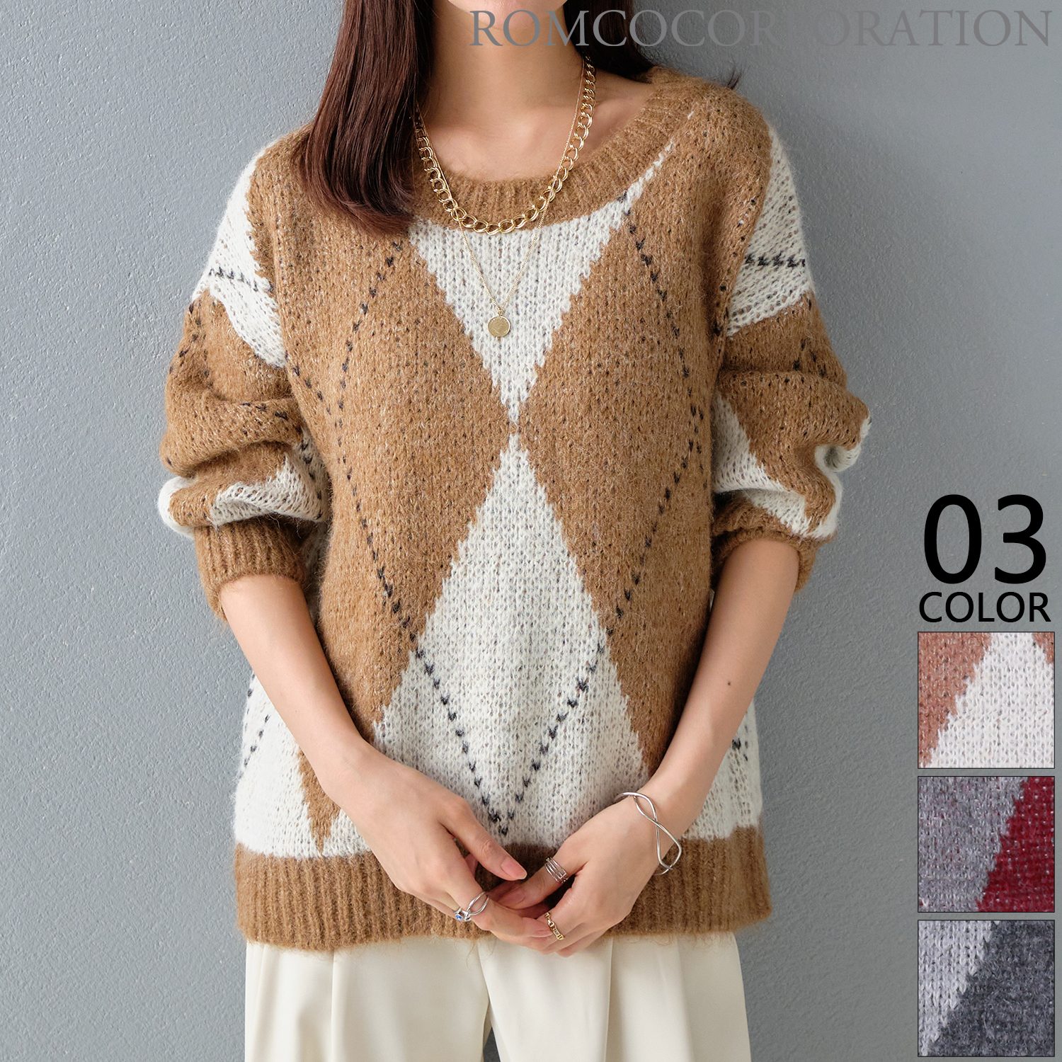 【2025新作商品♪】アーガイル柄MIXニットトップス | 卸売・ 問屋・仕入れの専門サイト【NETSEA】