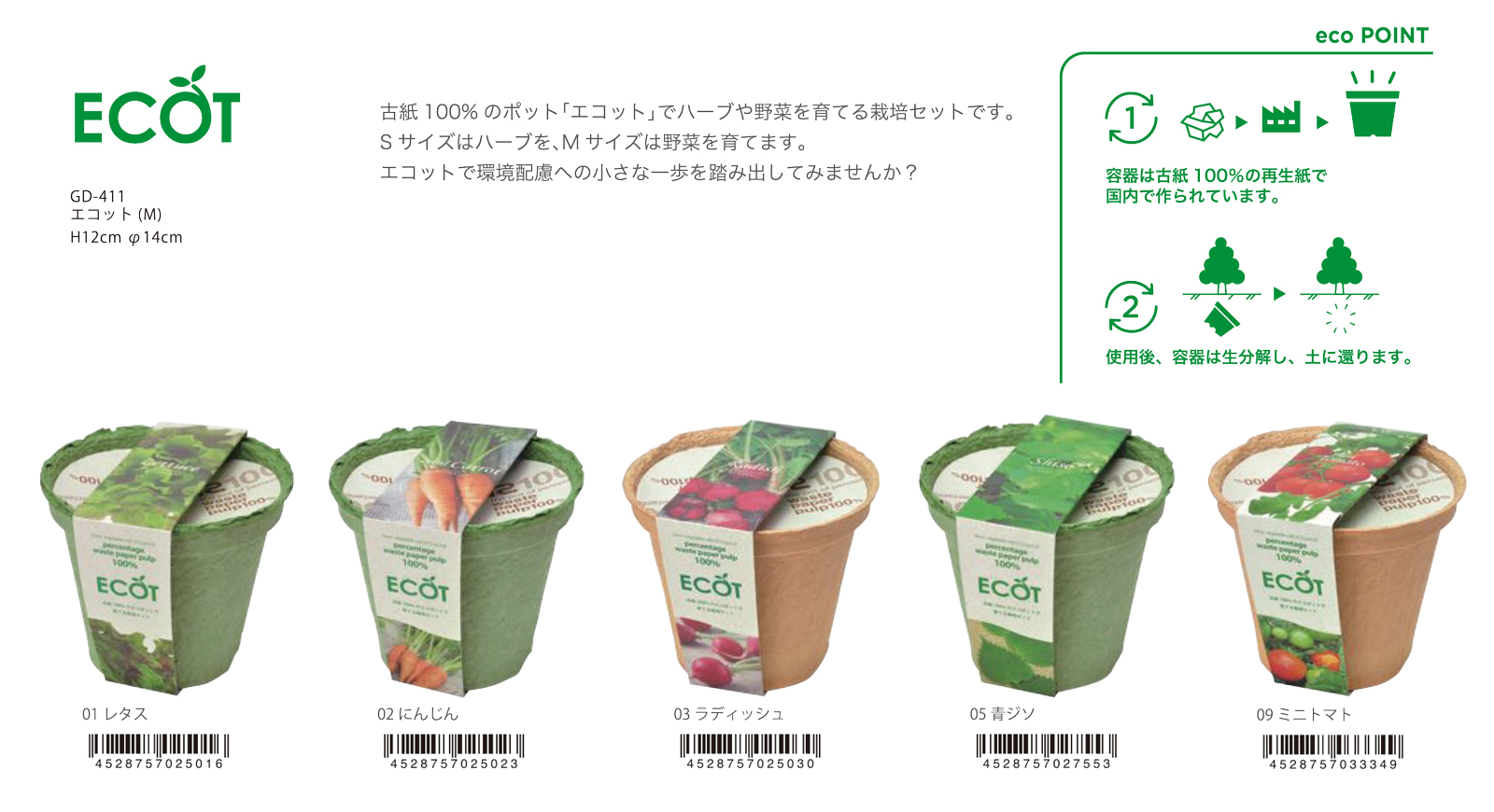 エコット（M） 栽培セット 株式会社 トコトコ 問屋・仕入れ・卸・卸売の専門【仕入れならNETSEA】