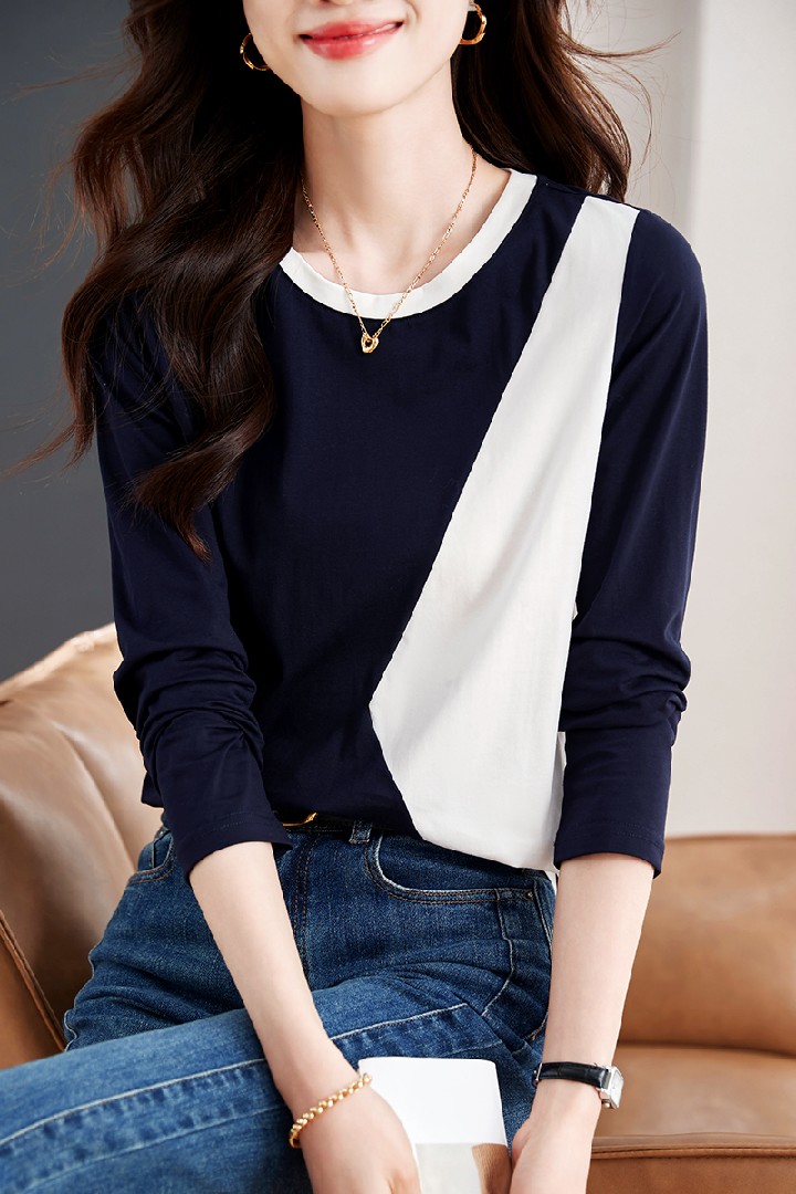 初回送料無料 上着 丸首ヘッダー長袖ジョイントTシャツ レディースファショントップス 人気商品 Sommy 株式会社 問屋・仕入れ・卸・卸売の専門【仕入れならNETSEA】