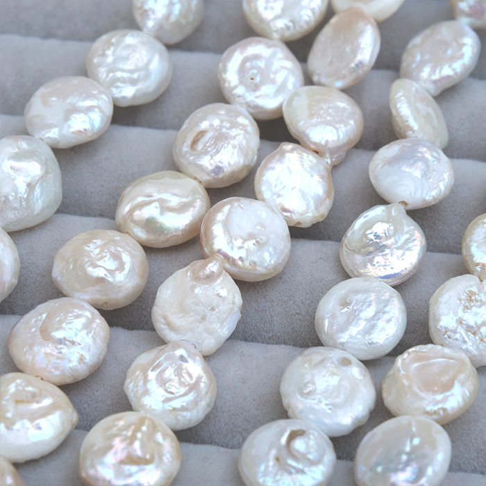 【194. 淡水パール ビーズ ヴィンテージ風 コイン 約10.1mm】 1連（約36cm）ホワイト 国内発送 淡水真珠 | 卸売・ 問屋・仕入れの専門サイト【NETSEA】