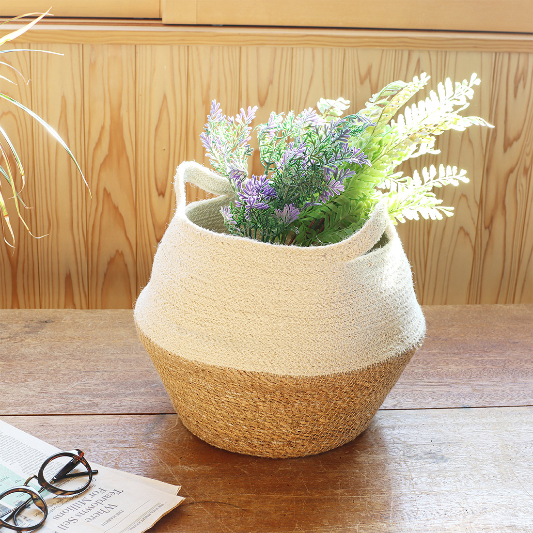 ストレージ ラウンド WHジュート＆シーグラス[カゴランドリーバスケットアジアナチュラル秋冬春夏24SS] 株式会社 トモ・コーポレーション 問屋・仕入れ・卸・卸売の専門【仕入れならNETSEA】