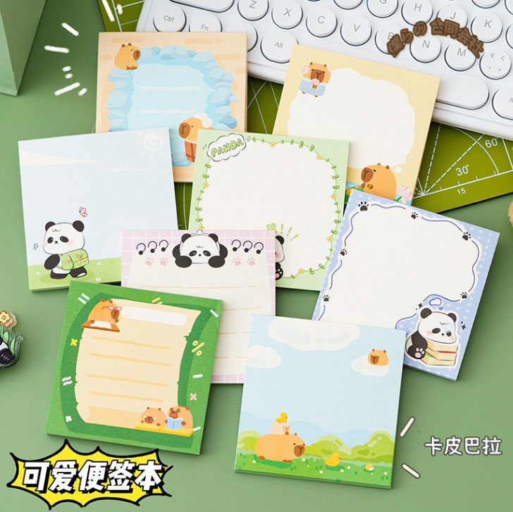 INS パンダ 可愛い 文房具 便箋 シッキーノート 付箋ふせん ポストイット メモ用紙 50枚入 8*8cm 8色展開 僕らの 合同会社 問屋・仕入れ・卸・卸売の専門【仕入れならNETSEA】