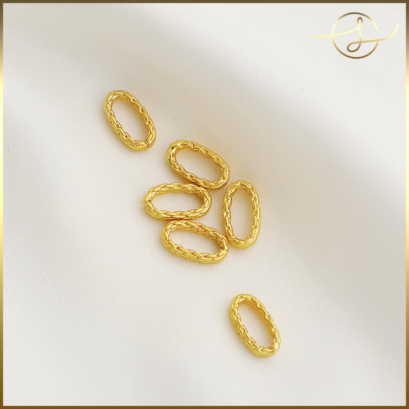 口閉じ楕円カン メタルリング 輪っか なわ模様 縄 紐風 スペーサー ロンデル 14Kメッキ DIYパーツ 手芸 | 卸売・ 問屋・仕入れの専門サイト【NETSEA】