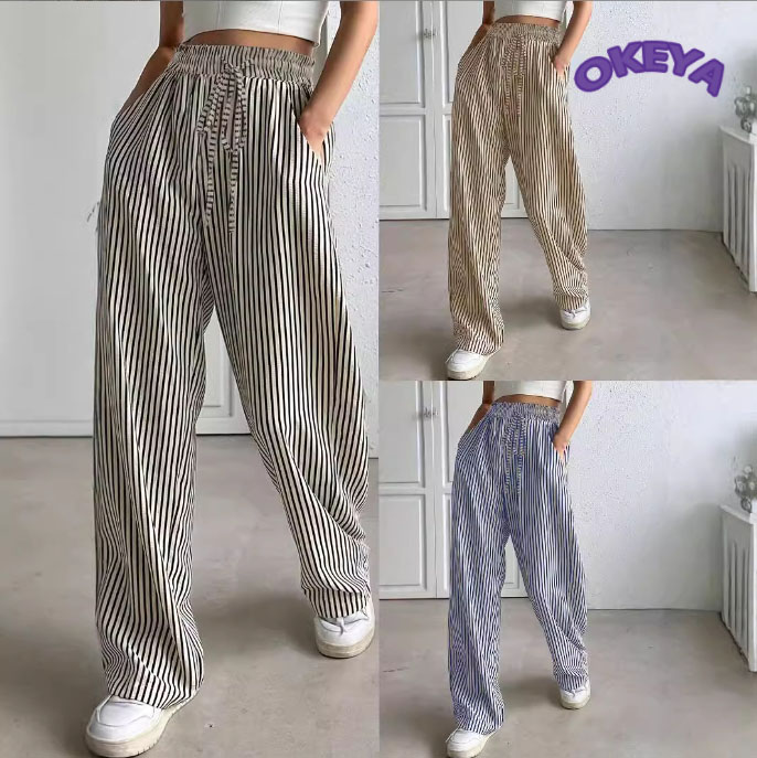 2025年春新作 レディース服 ボトムス ワイドパンツ ロングパンツ ストライプ カジュアル S#-XXL# | 卸売・ 問屋・仕入れの専門サイト【NETSEA】