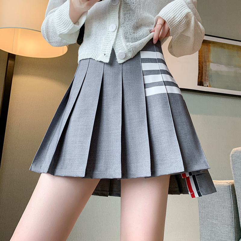 スター同モデル灰色スカート女性夏秋a字半身jkスカートライトグレー【ホワイトバー】S | 卸売・ 問屋・仕入れの専門サイト【NETSEA】