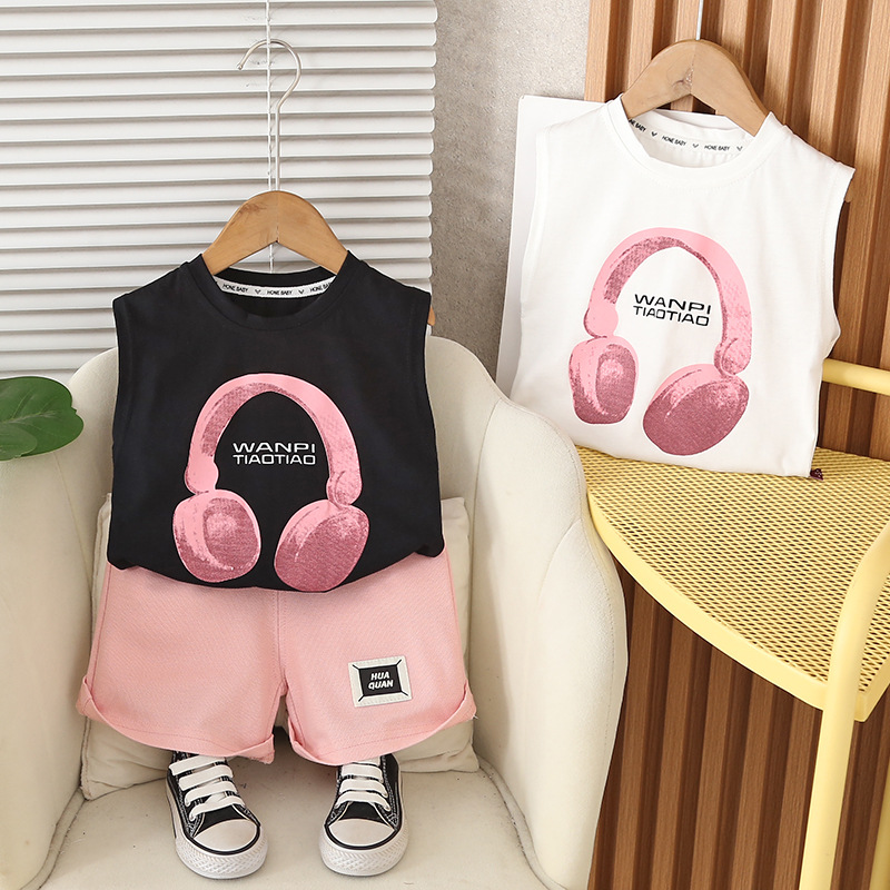 2025春夏子供服 シンプル ゆったり ベスト&ショートパンツ 2点セット 男女兼用 2色展開[80~120cm] | 卸売・ 問屋・仕入れの専門サイト【NETSEA】