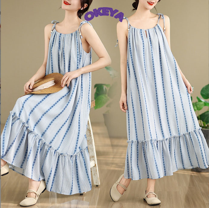 レディース服 Aラインワンピース ワンピース ロングワンピース ストライプ 2025年夏新作 S#-XL# | 卸売・ 問屋・仕入れの専門サイト【NETSEA】