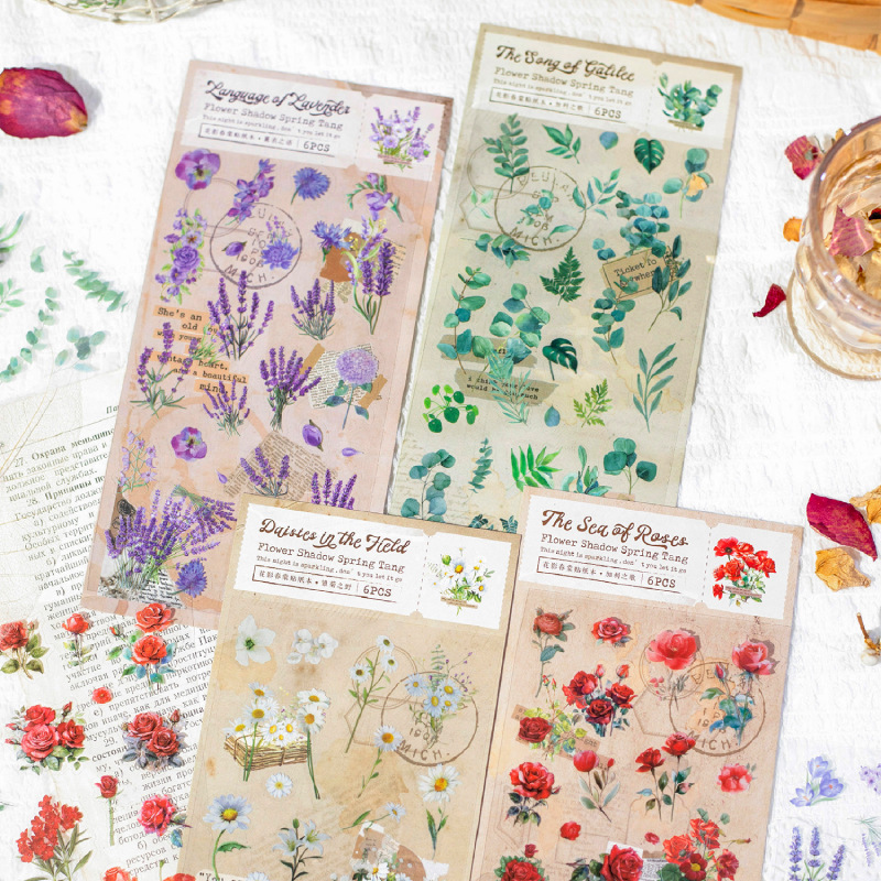 ステッカー PETシール 造景 花フラワー葉 6枚入 | 卸売・ 問屋・仕入れの専門サイト【NETSEA】