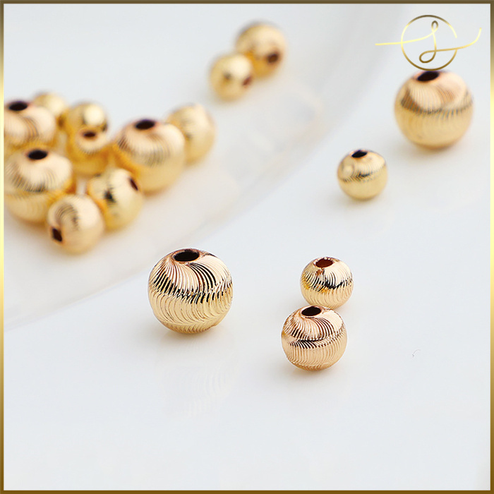 うねりしぼり玉 メタルビーズ 【5/6/8mm】金属ビーズ ボールビーズ 14Kメッキ DIYパーツ 手芸 基礎金具 | 卸売・ 問屋・仕入れの専門サイト【NETSEA】