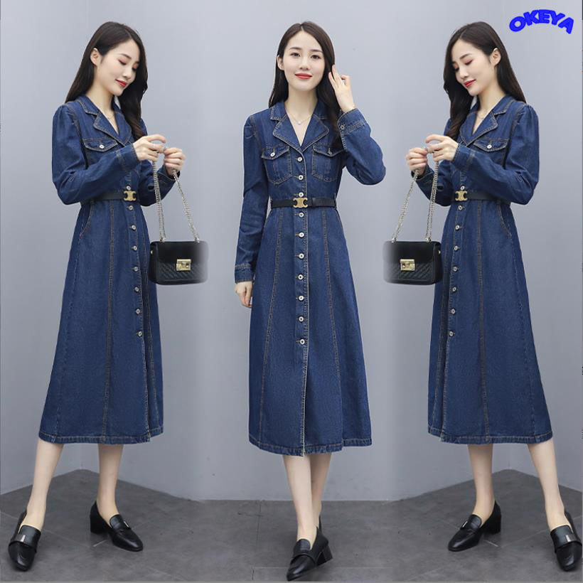 レディース服 ワンピース ロングワンピース デニム 秋 春 ベルト付き S#-XXL# | 卸売・ 問屋・仕入れの専門サイト【NETSEA】