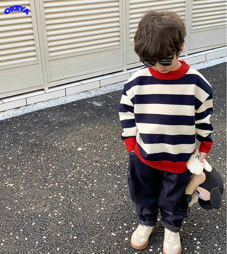キッズ服 トップス セーター 防寒 ボーダー柄 子供服 男の子 秋 冬 90#-150# 個人事業主 OKEYA 問屋・仕入れ・卸・卸売の専門【仕入れならNETSEA】