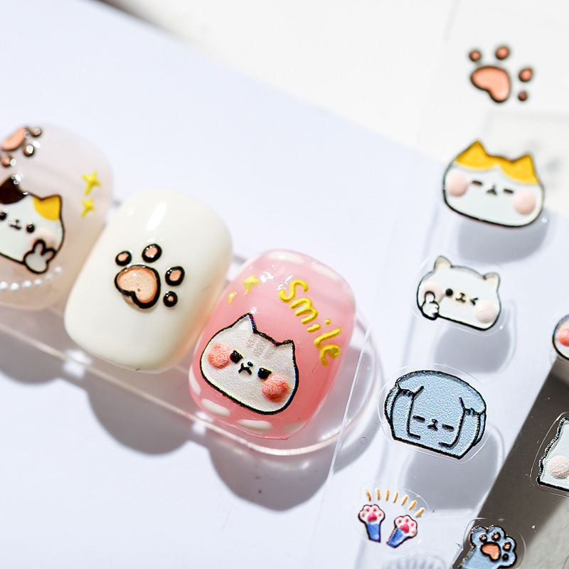 可愛い 猫柄 ネイルステッカー 5Dシール ネイルアート デザイン ネイルデコ 個人事業主 KEI.ko.Labo 問屋・仕入れ・卸・卸売の専門【仕入れならNETSEA】