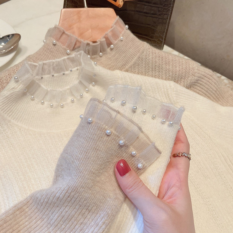 初回送料無料 ハーフハイネックレースニットトップス おしゃれなインナートップス Sommy 株式会社 問屋・仕入れ・卸・卸売の専門【仕入れならNETSEA】