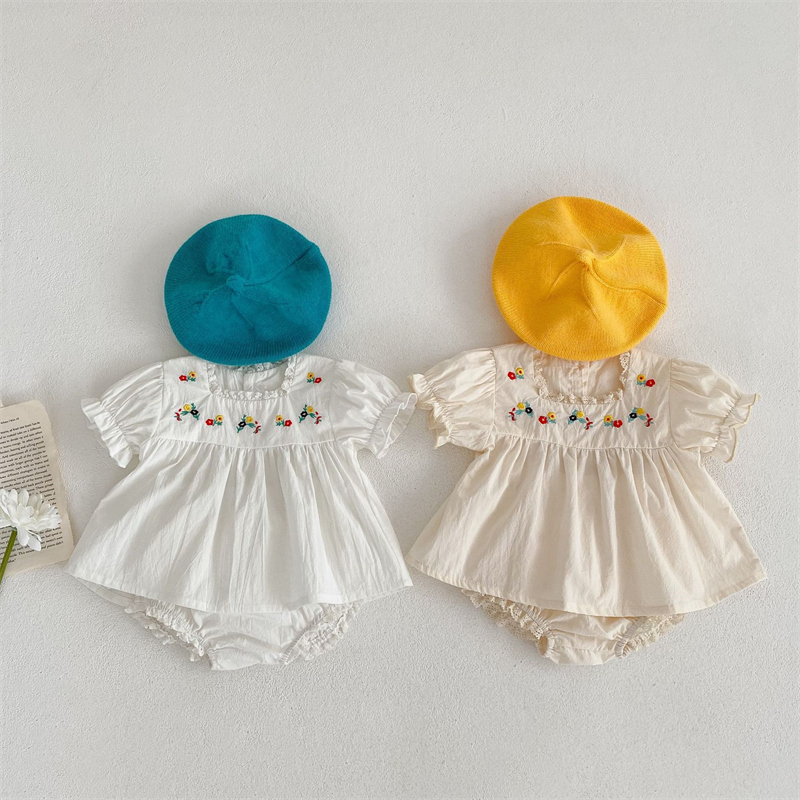 ins 夏新作 ベビー服 女の子 セットアップ 半袖ブラウス ハーフパンツ 可愛い 刺繍 レース飾り ONE MORE | 卸売・ 問屋・仕入れの専門サイト【NETSEA】