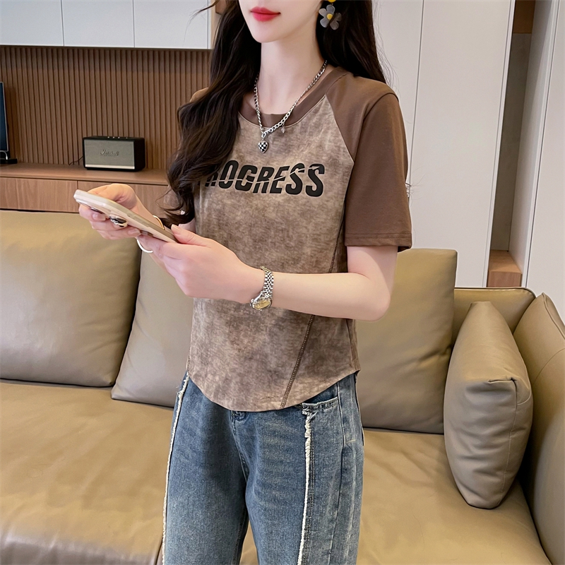 【予約223739】2024春夏新作 韓国風 レディース 女 着痩せ 半袖 プリント 丸首 Tシャツ トップスM L LL 3L | 卸売・ 問屋・仕入れの専門サイト【NETSEA】