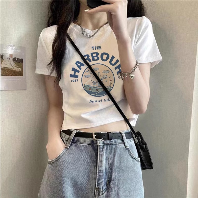 【予約223760】2024春夏新作 韓国風 レディース 女 着痩せ 半袖 プリント 丸首 Tシャツ トップスM L LL 3L | 卸売・ 問屋・仕入れの専門サイト【NETSEA】