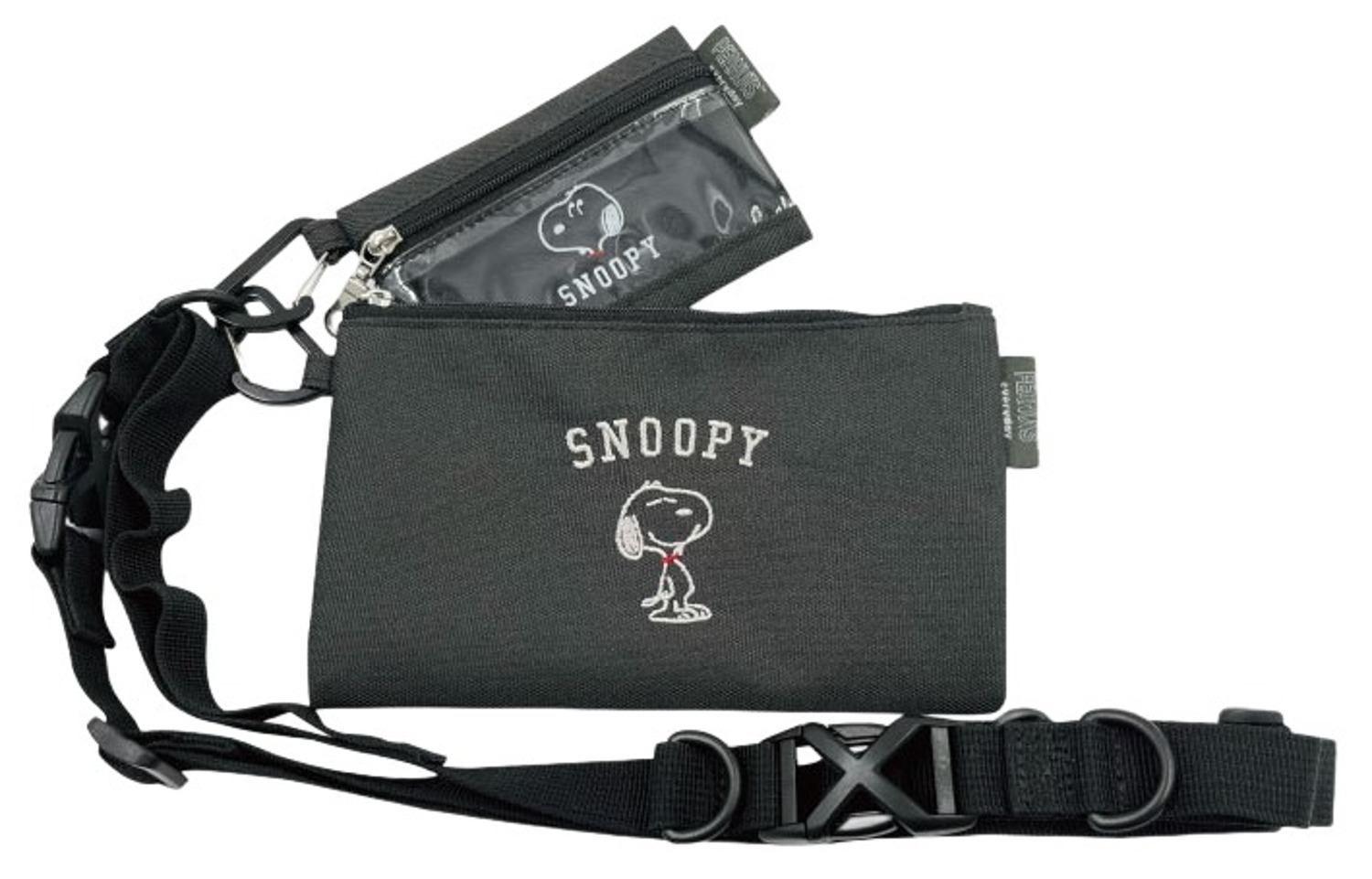 SNOOPY 2連ネックポーチ ワンポイントスヌーピー チャコールグレー SPIK-292 雑貨のFULTAC（フルタック） 問屋・仕入れ・卸・卸売の専門【仕入れならNETSEA】
