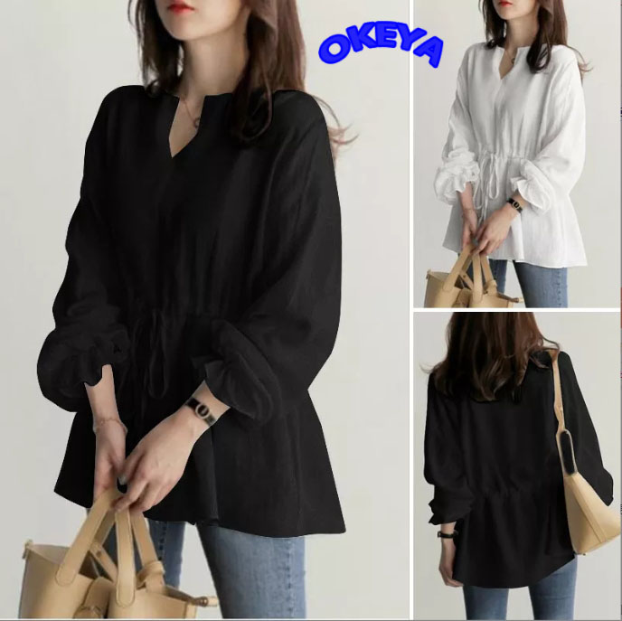 2024年秋新作 レディース服 トップス シャツ vネック 長袖 ファション 無地 2色展開 S#-5XL# 個人事業主 OKEYA 問屋・仕入れ・卸・卸売の専門【仕入れならNETSEA】