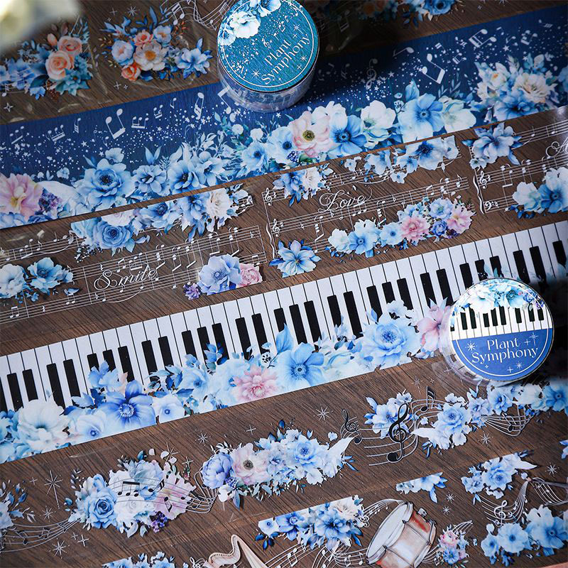 手帳素材 ステッカー PETシール マスキングテープ 花フラワー 薔薇ローズ 楽譜楽器 40mm*2m | 卸売・ 問屋・仕入れの専門サイト【NETSEA】