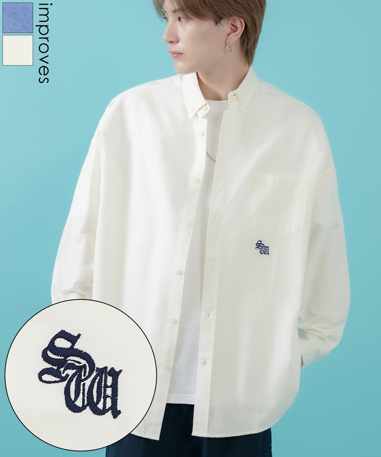 ブラックレターロゴ刺しゅうBDオックスフォードシャツ 株式会社 インプローブス | 卸売・ 問屋・仕入れの専門サイト【NETSEA】