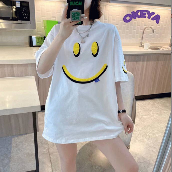 2025年夏新作 レディース服 トップス tシャツ コットン 笑顔 ワンピース カジュアル S#-XXL# | 卸売・ 問屋・仕入れの専門サイト【NETSEA】