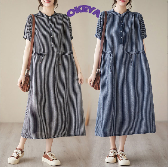 2025年夏新作 INS レディース ワンピース Aラインワンピース ストライプ カジュアル M#-2XL# | 卸売・ 問屋・仕入れの専門サイト【NETSEA】