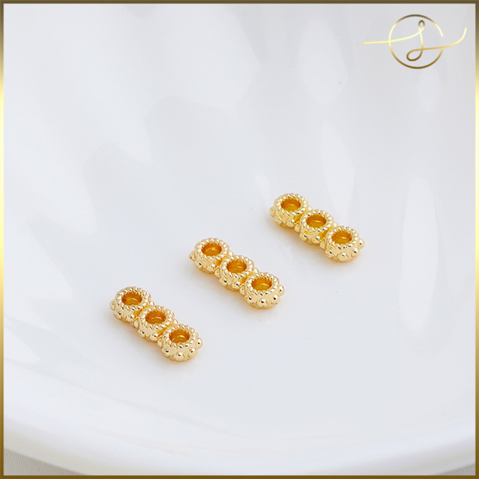 小花中間バー【3連】連バー ツイスト 14Kメッキ DIYパーツ 手芸 基礎金具 | 卸売・ 問屋・仕入れの専門サイト【NETSEA】