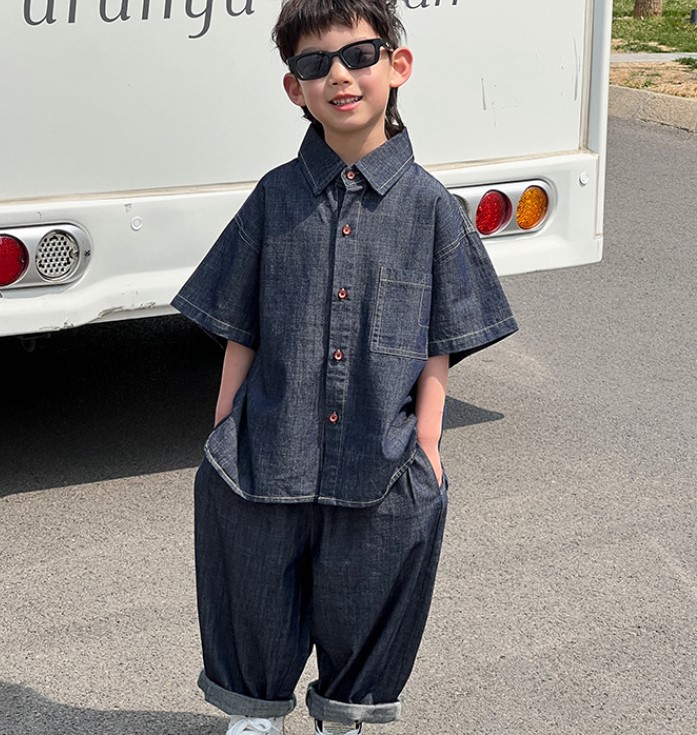 【2点セット】2024夏新作 韓国風子供服 韓国版 半袖 男の子 INS カウボーイ 上着+ズボン 100-150 彼女のお店 問屋・仕入れ・卸・卸売の専門【仕入れならNETSEA】
