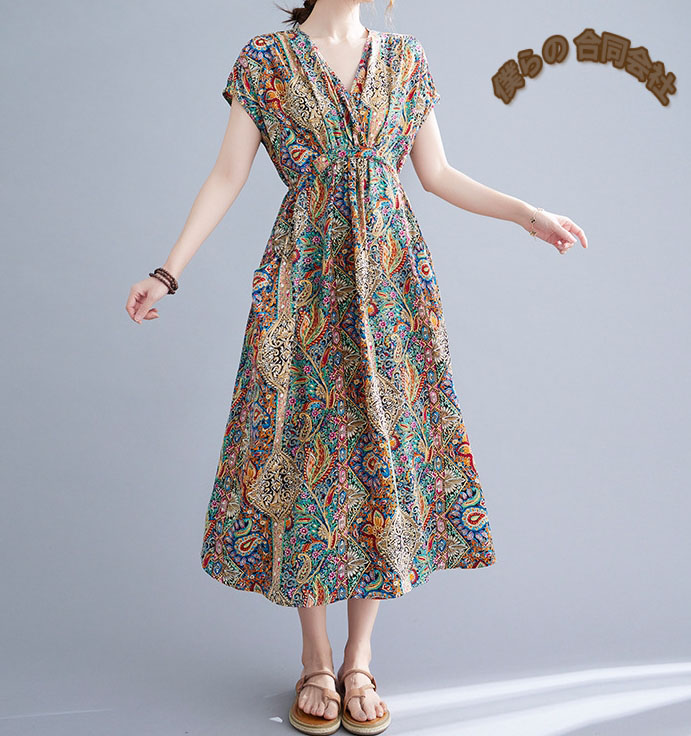 レディース服 デザインワンピース Vネック シンプル 收腰 ロングワンピース M#-2XL# | 卸売・ 問屋・仕入れの専門サイト【NETSEA】