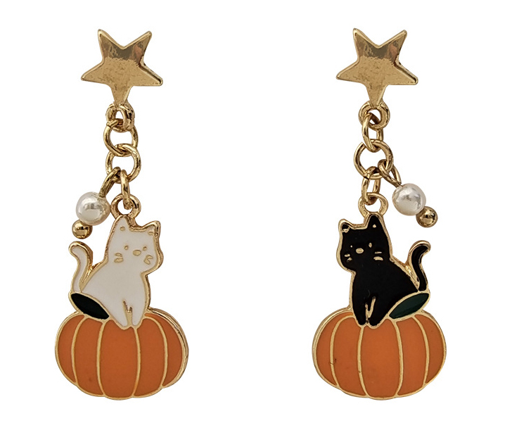 レーディス ゆらゆら キュートな 猫 かぼちゃ アシンメトリー デザインピアス イヤリング e0940 有限会社 イーエム | 卸売・ 問屋 ...