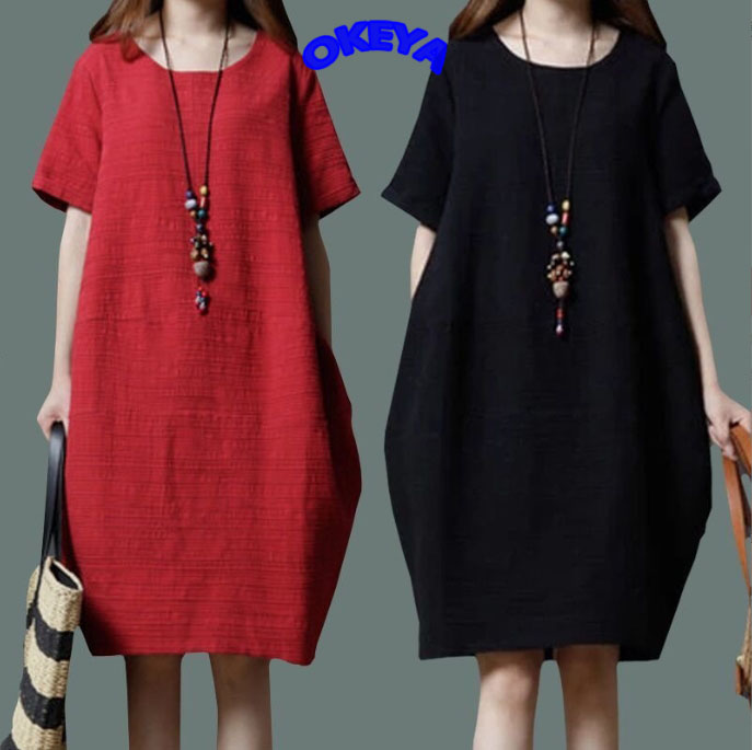 2024年夏新作 レディース服 ワンピース ゆったり 綿麻ワンピース 韓国風 着痩せ 2色展開 M#-3XL# 個人事業主 OKEYA 問屋・仕入れ・卸・卸売の専門【仕入れならNETSEA】