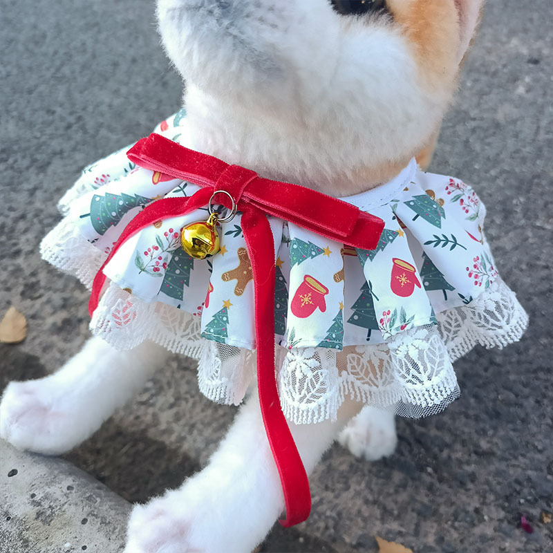 チェック柄ゴム付きペット用よだれかけ・レース三角巾（クリスマスBタイプ） | 卸売・ 問屋・仕入れの専門サイト【NETSEA】