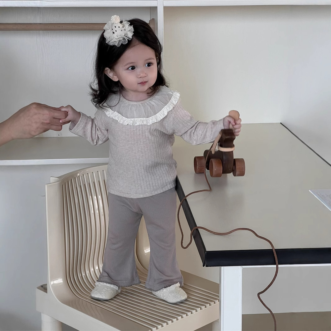 ★BaBy★ 73~100cm ベビーTシャツ レースネックトップス 長袖 韓国ベビー服 | 卸売・ 問屋・仕入れの専門サイト【NETSEA】