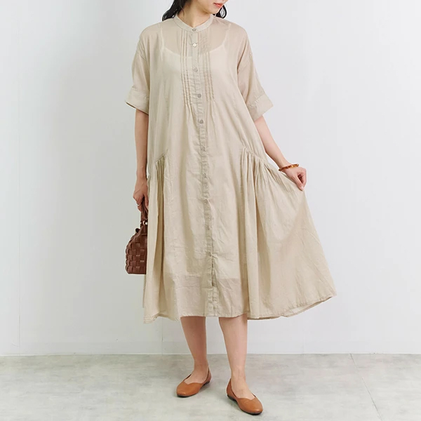 綿ボイル 切替えギャザーシャツワンピース SS【2025新作】 | 卸売・ 問屋・仕入れの専門サイト【NETSEA】