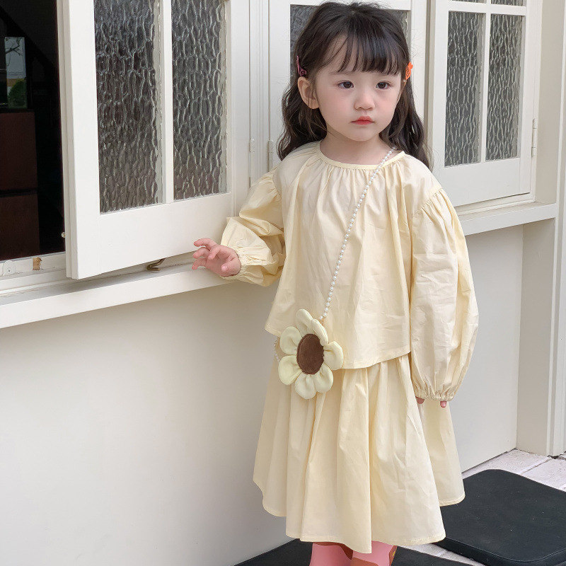 2023年早春新作★子供服★可愛い 無地 セットアップ ひまわりアクセサリー付き 女の子★90cm-130cm Lateru_Baby 問屋・仕入れ・卸・卸売の専門【仕入れならNETSEA】