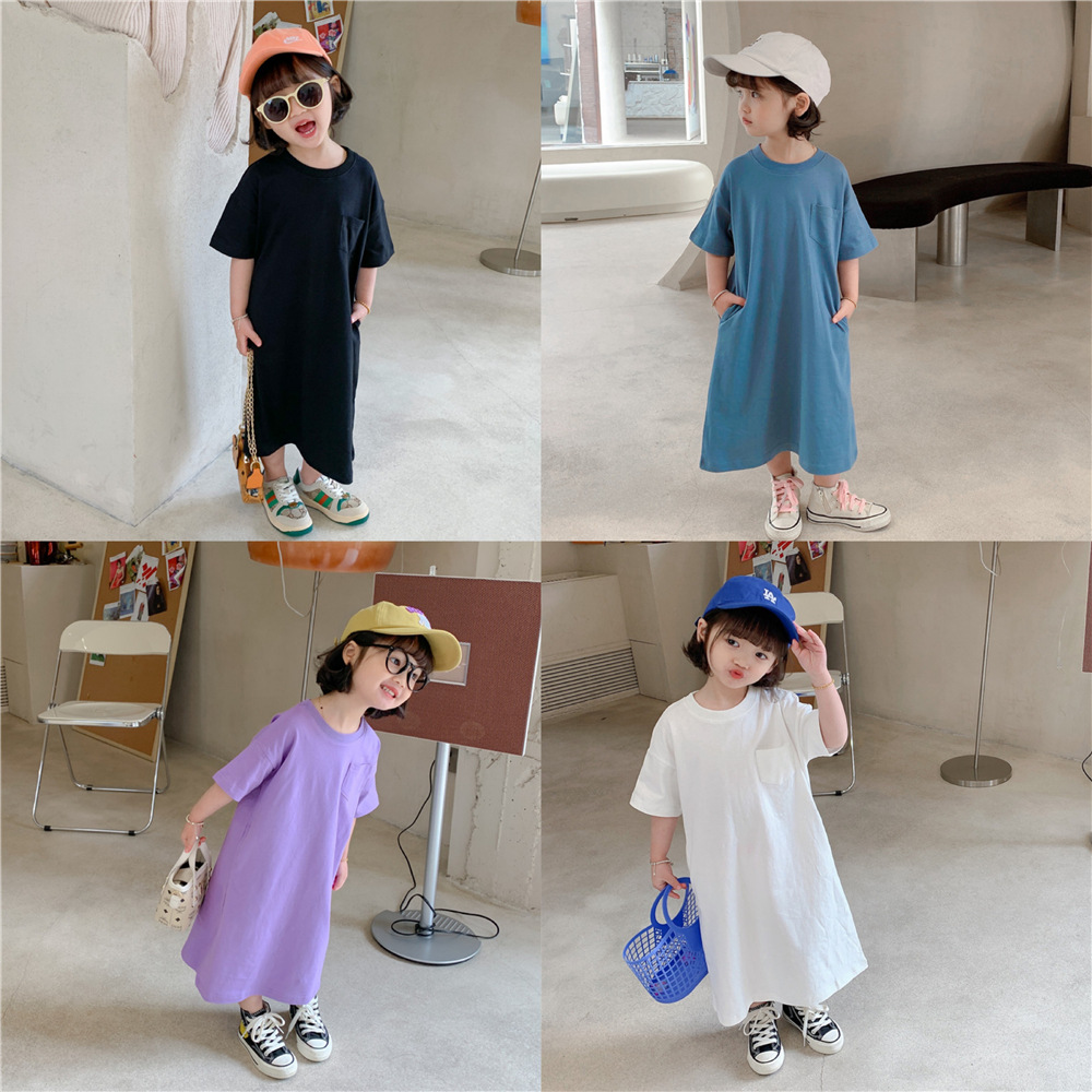 新しい夏 無地半袖ワンピース かわいい韓国の子供服 オプションの4色 MUGI 優品 問屋・仕入れ・卸・卸売の専門【仕入れならNETSEA】